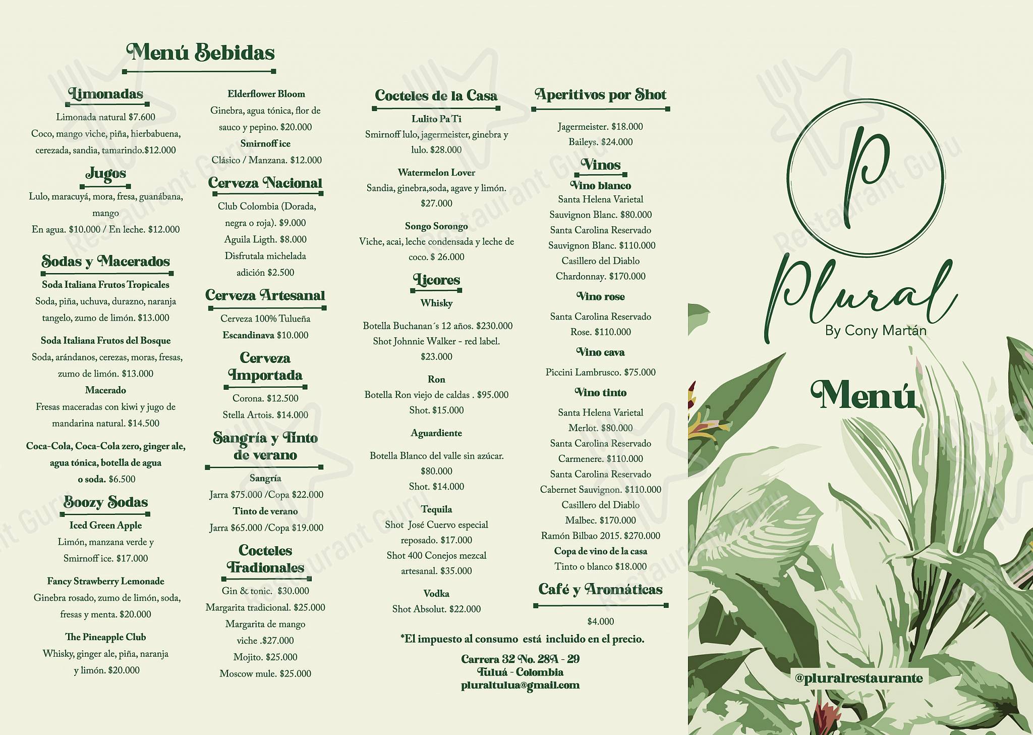 Carta de Restaurante Plural, Tulua