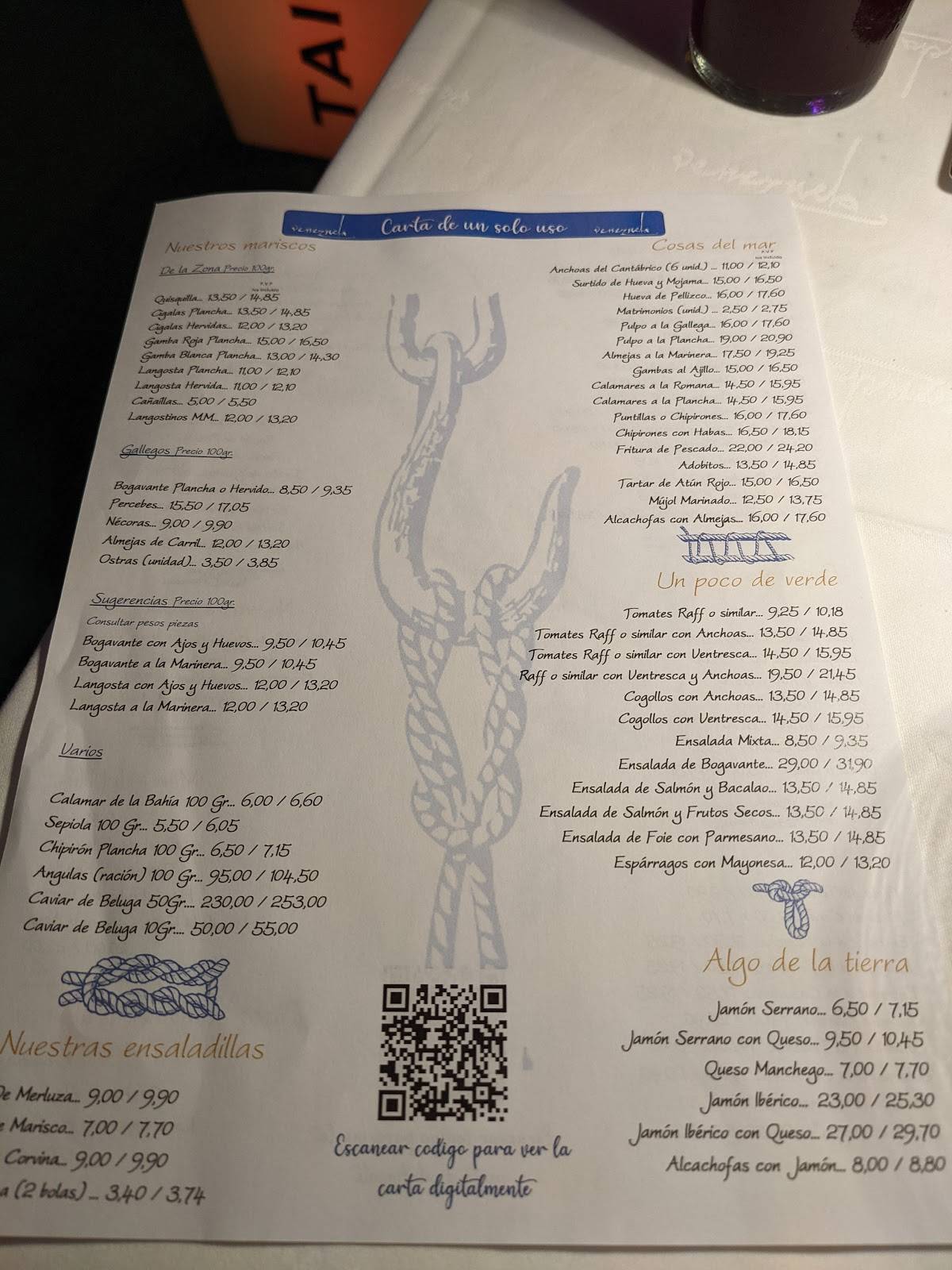 Carta de Restaurante Venezuela, Lo Pagan