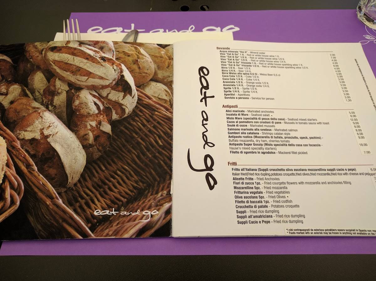Carta de Ristorante Eat And Go, Roma, Viale della Marina