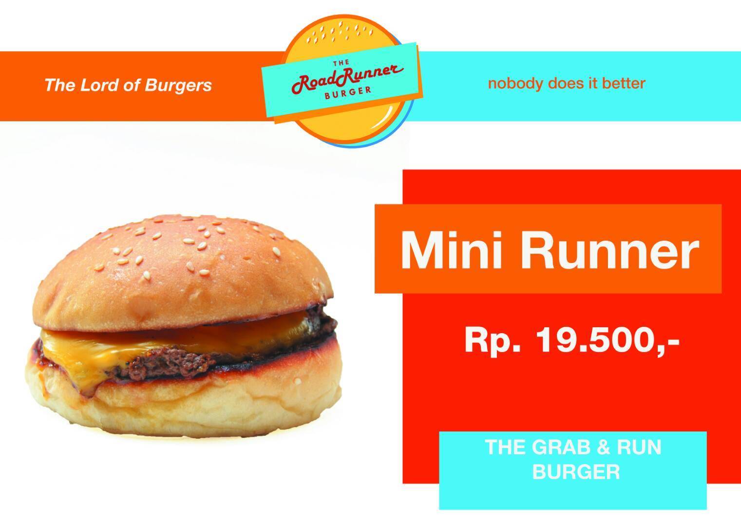 Menu at Road Runner Burger restaurant, Bandung, Jl. Pungkur No. 181