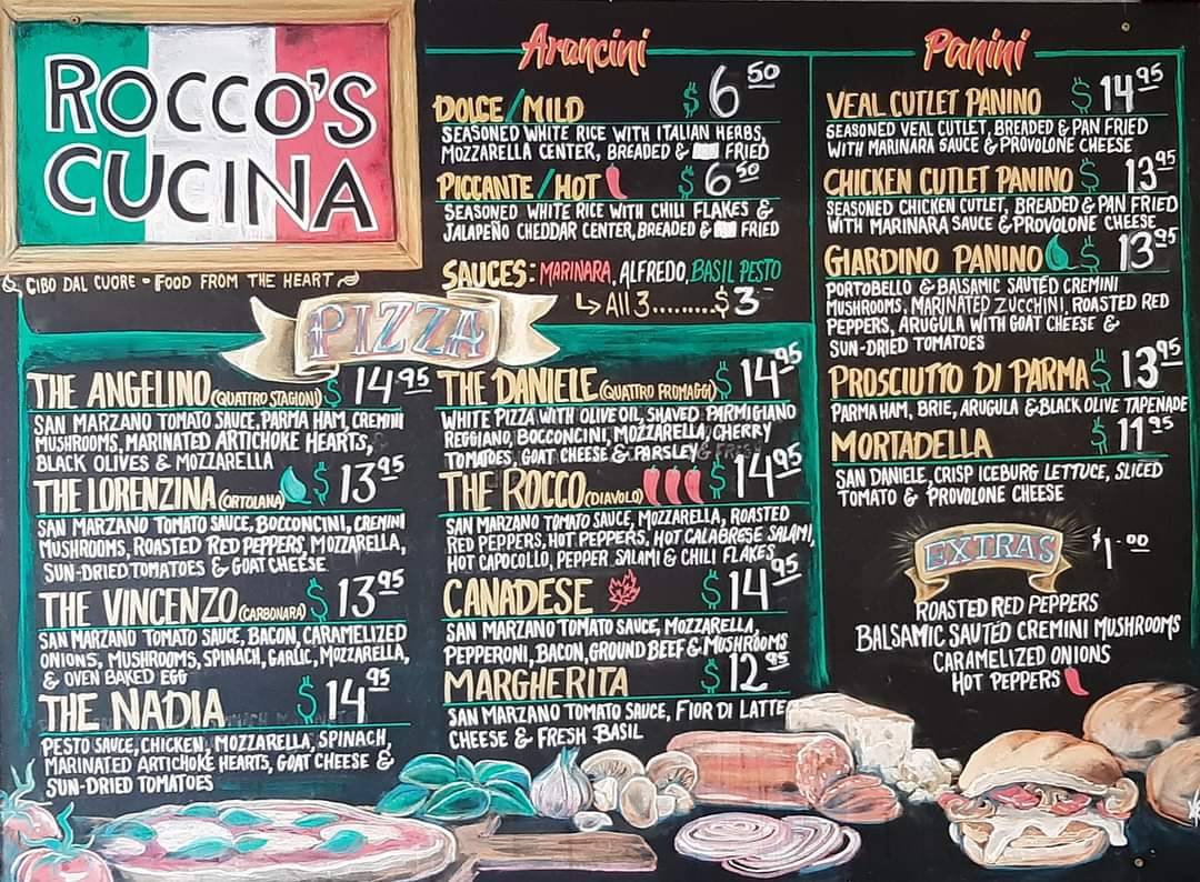 Menu at Rocco's Cucina pizzeria, Hillsborough