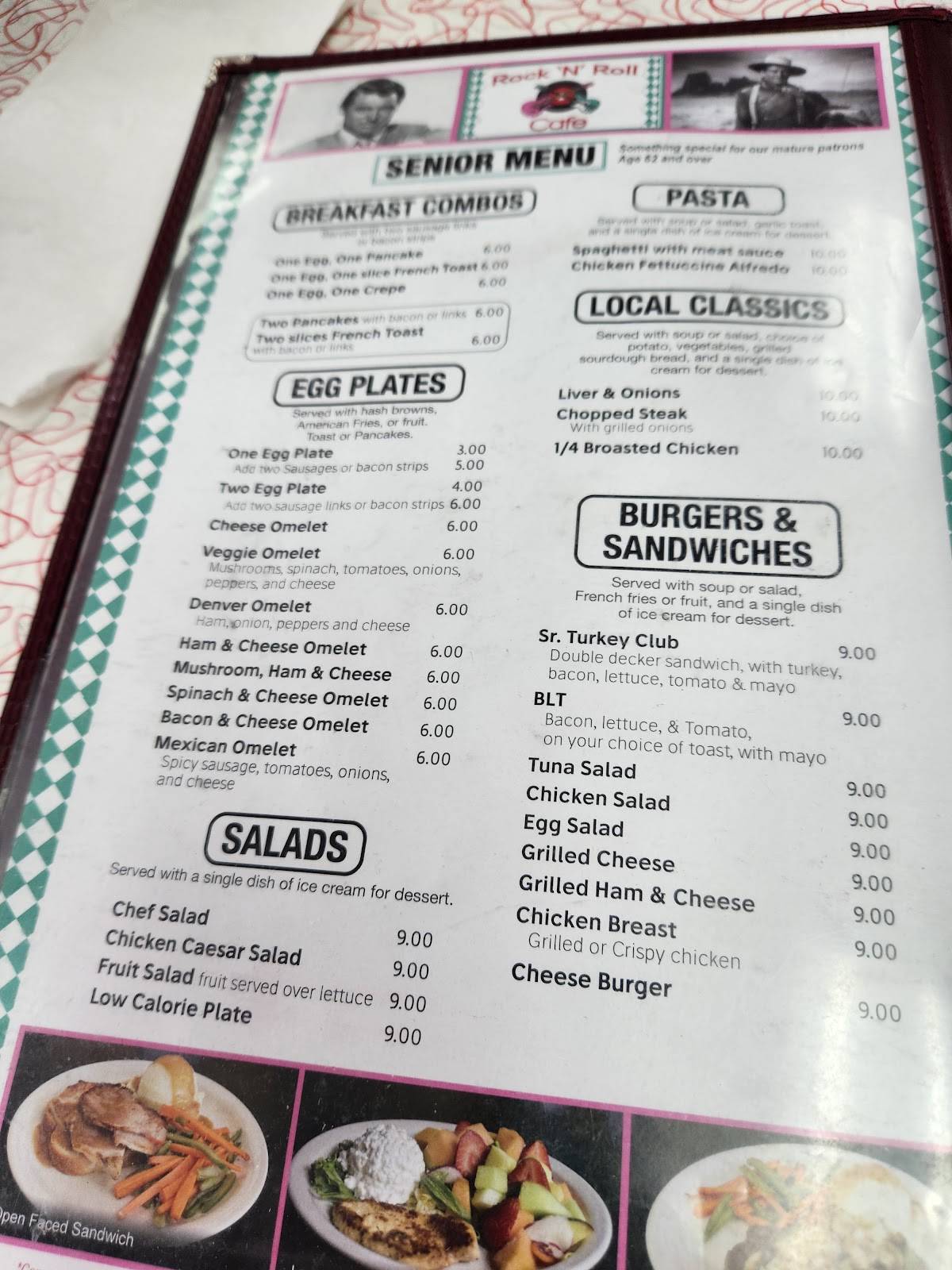Menu at Rock N Roll Cafe, Stevens Point