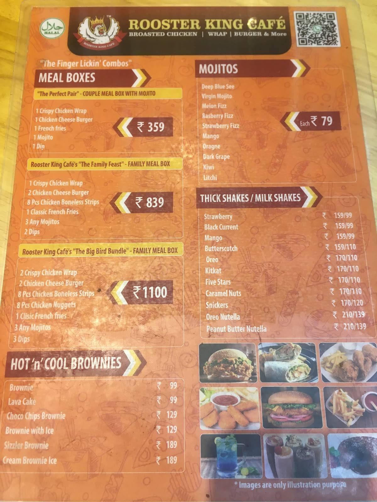 Menu at Rooster King Café, Hyderabad