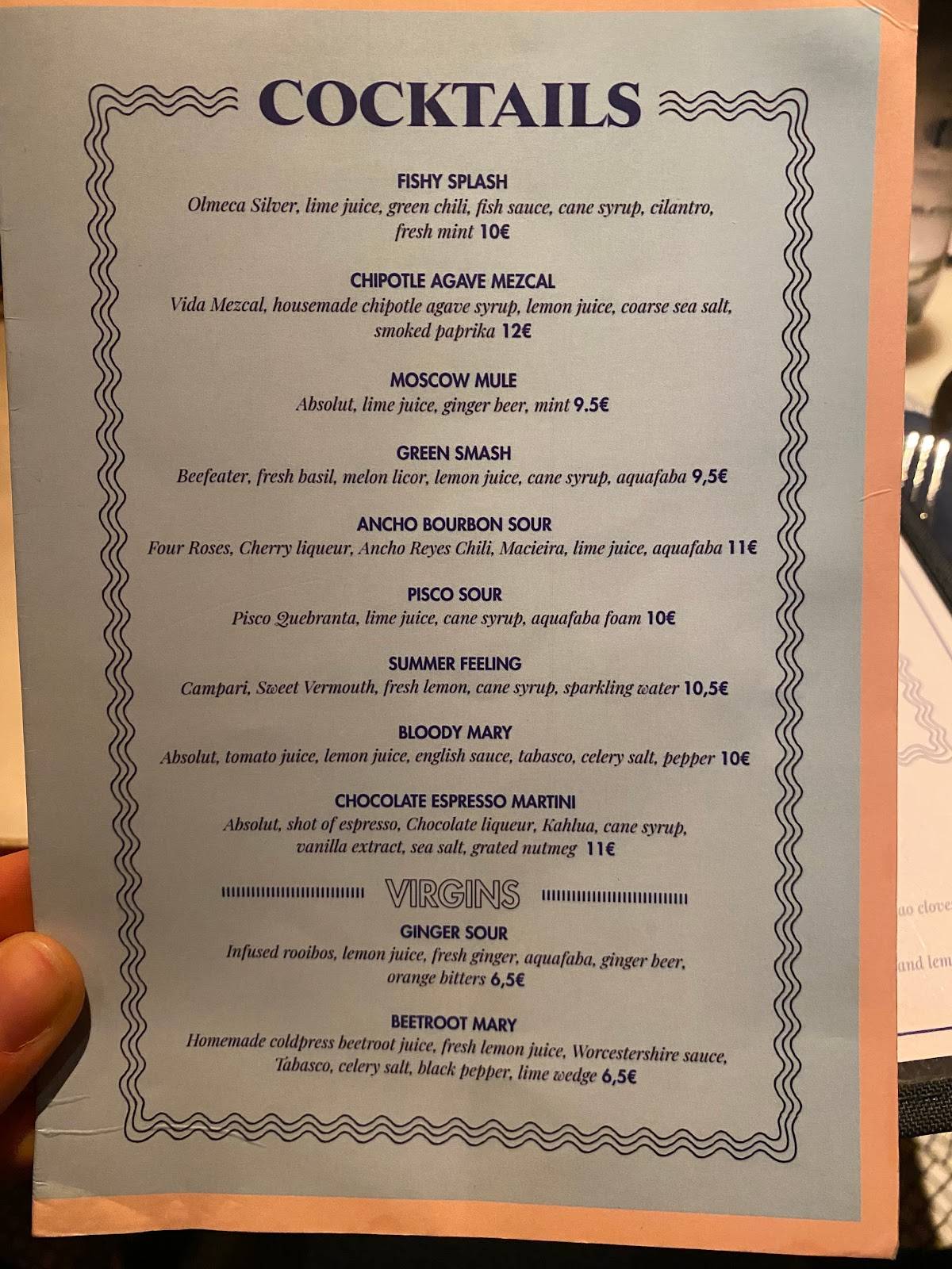 Menu at Rosamar restaurant, Lisbon
