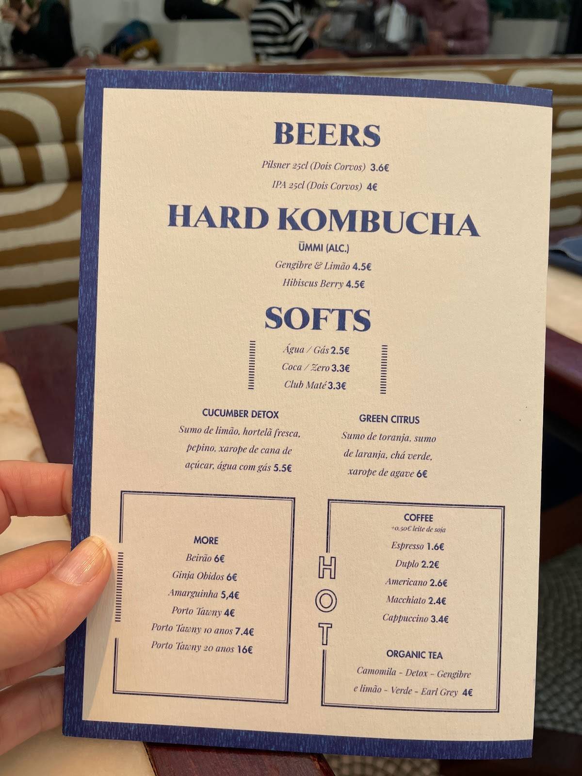 Menu at Rosamar restaurant, Lisbon