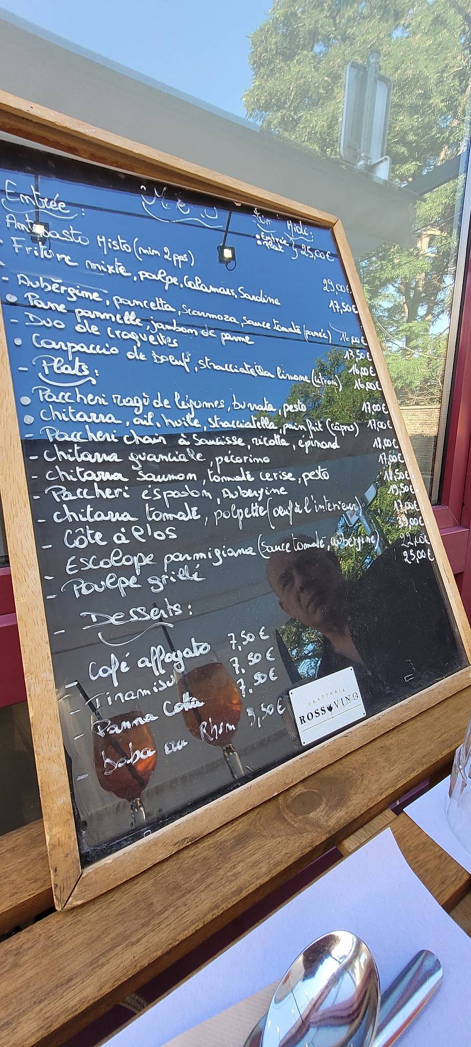 Menu at Rosso Vino, Liège, Rue Félix Vandersnoeck 1