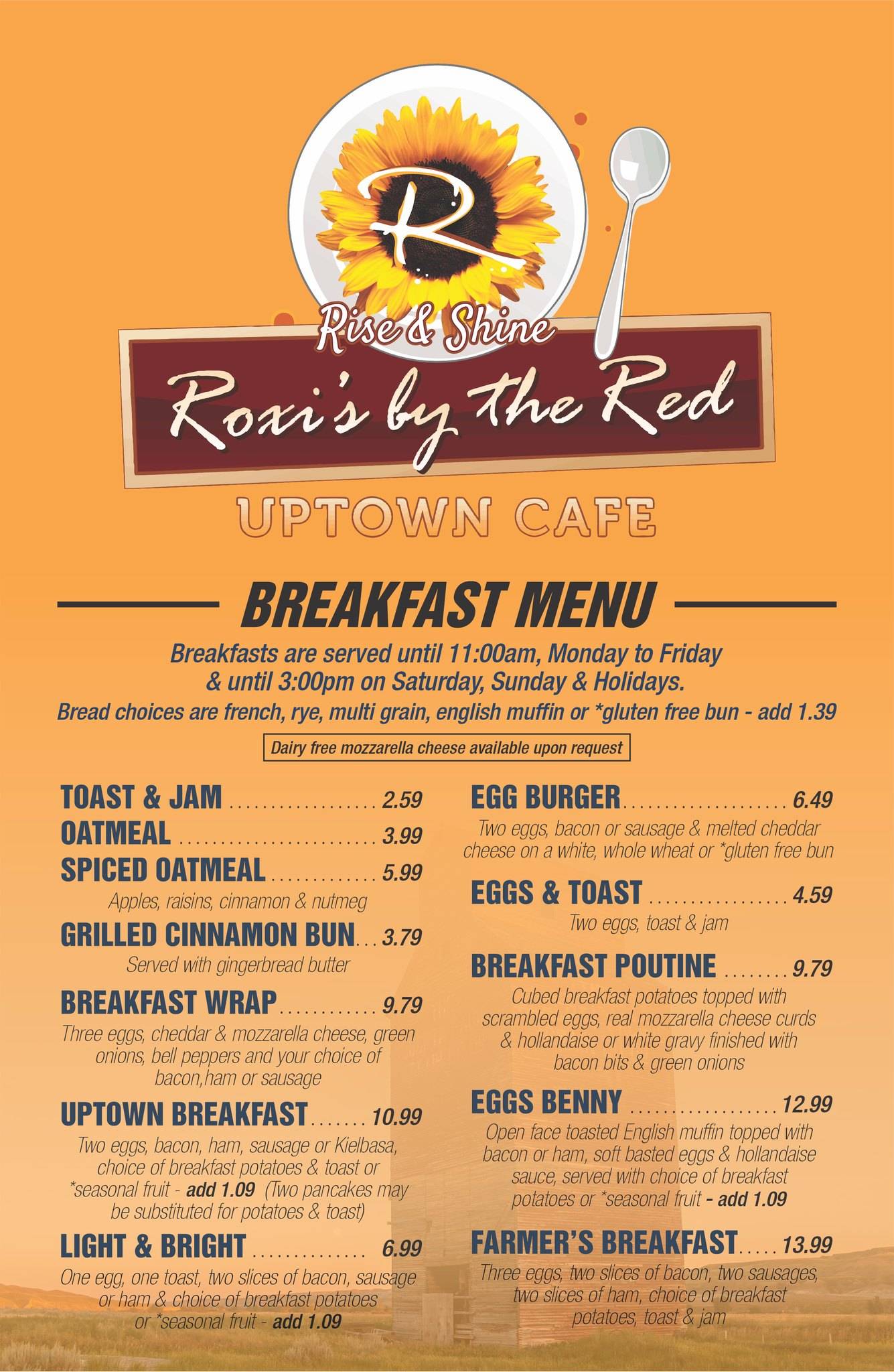 Menu at Roxi's Uptown Cafe, Selkirk