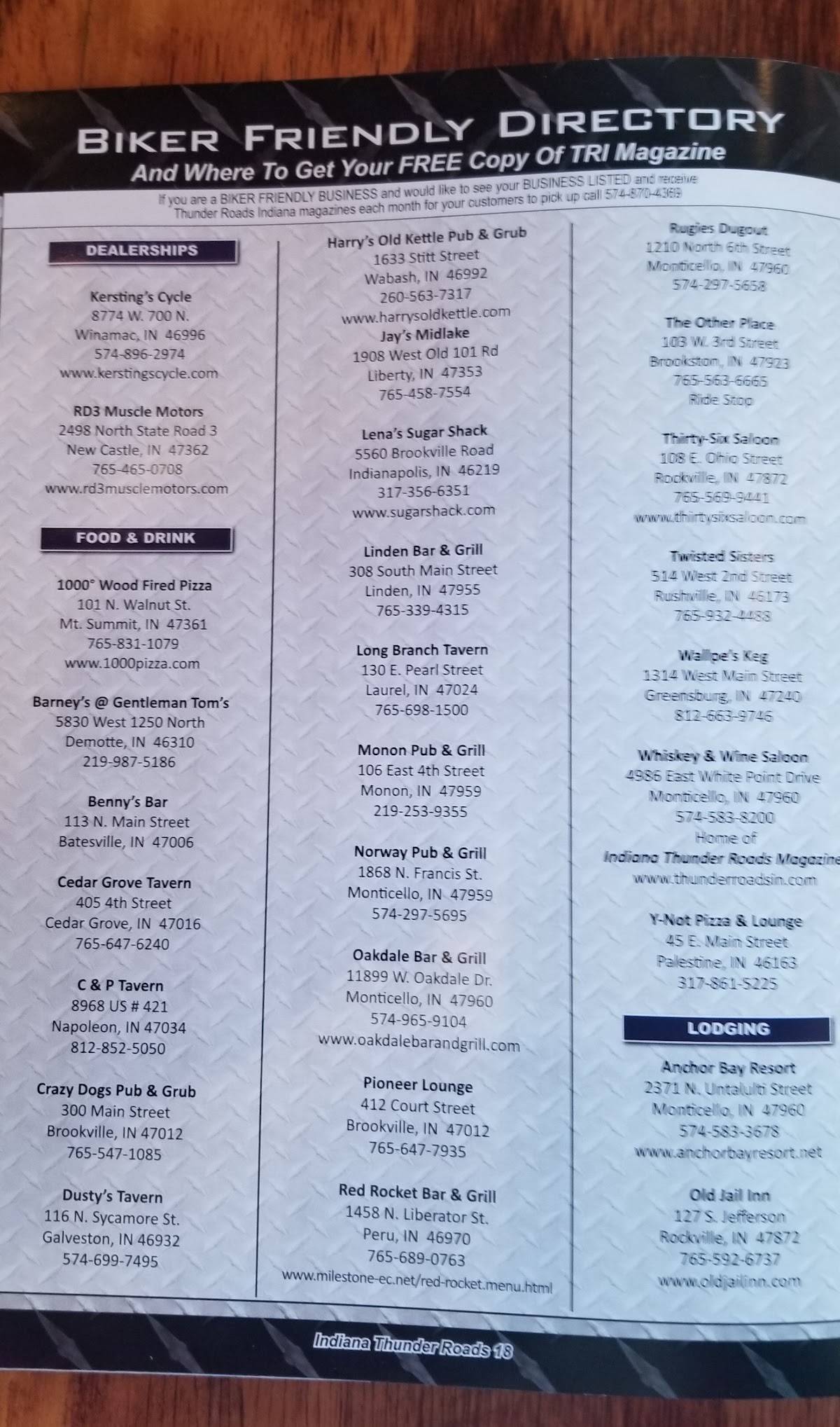 Menu at Rugies Dugout pub & bar, Monticello