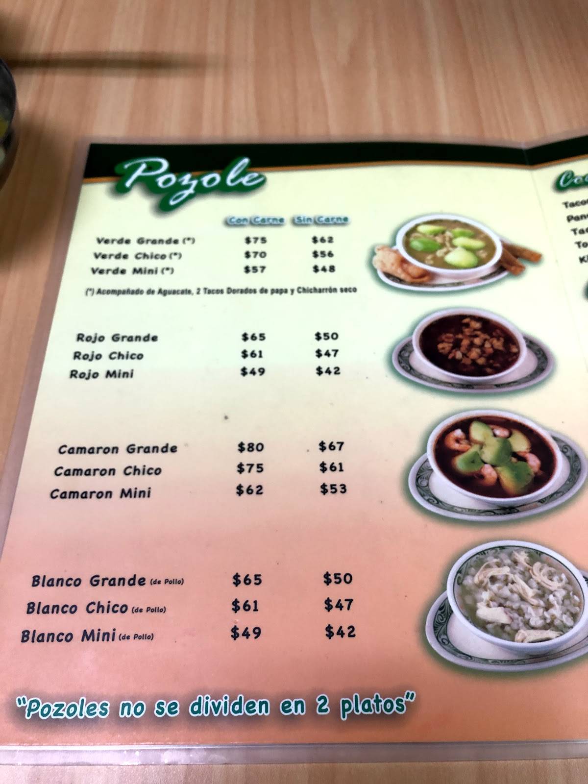 Carta del restaurante Rute El Castillo del Pozole, Zapopan
