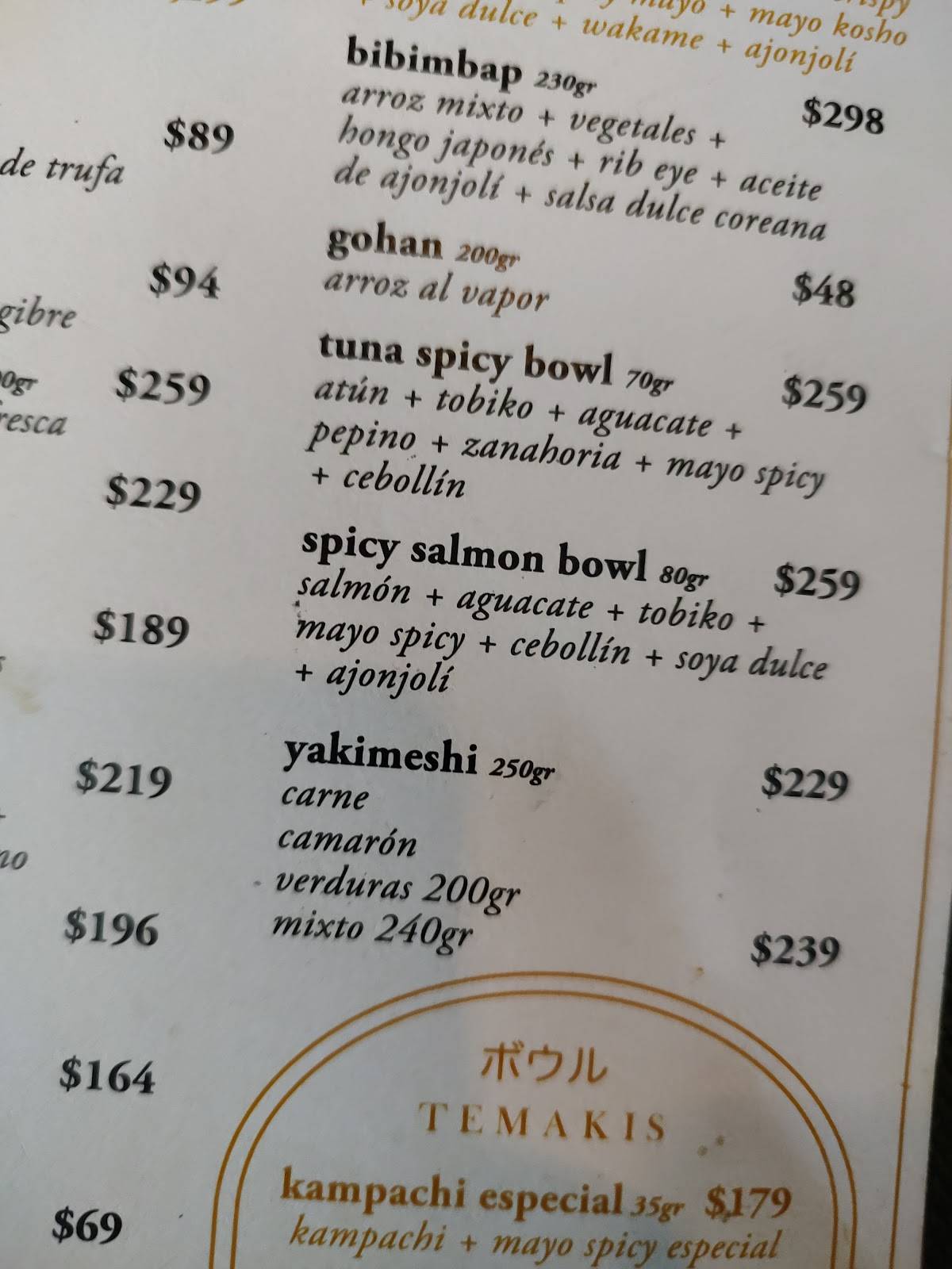 Carta del restaurante Ryoshi Monterrey, Monterrey