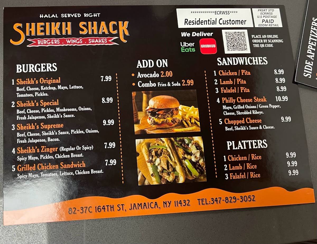 Menu at SHEIKHS N BURGERS restaurant, New York City