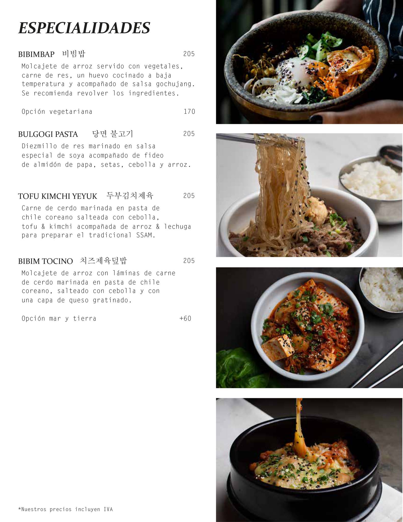 Carta del restaurante SSAM Comida Coreana, Guadalajara