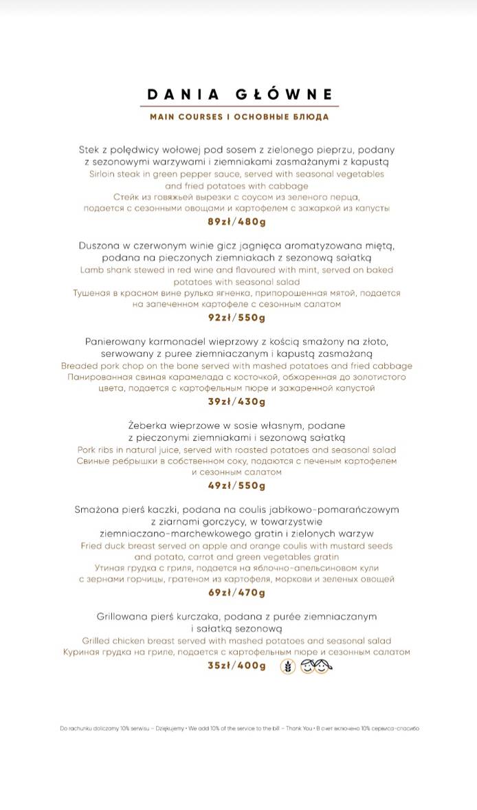 Menu at STOLICA Restauracja Stare Miasto Warszawa starówka kuchnia ...
