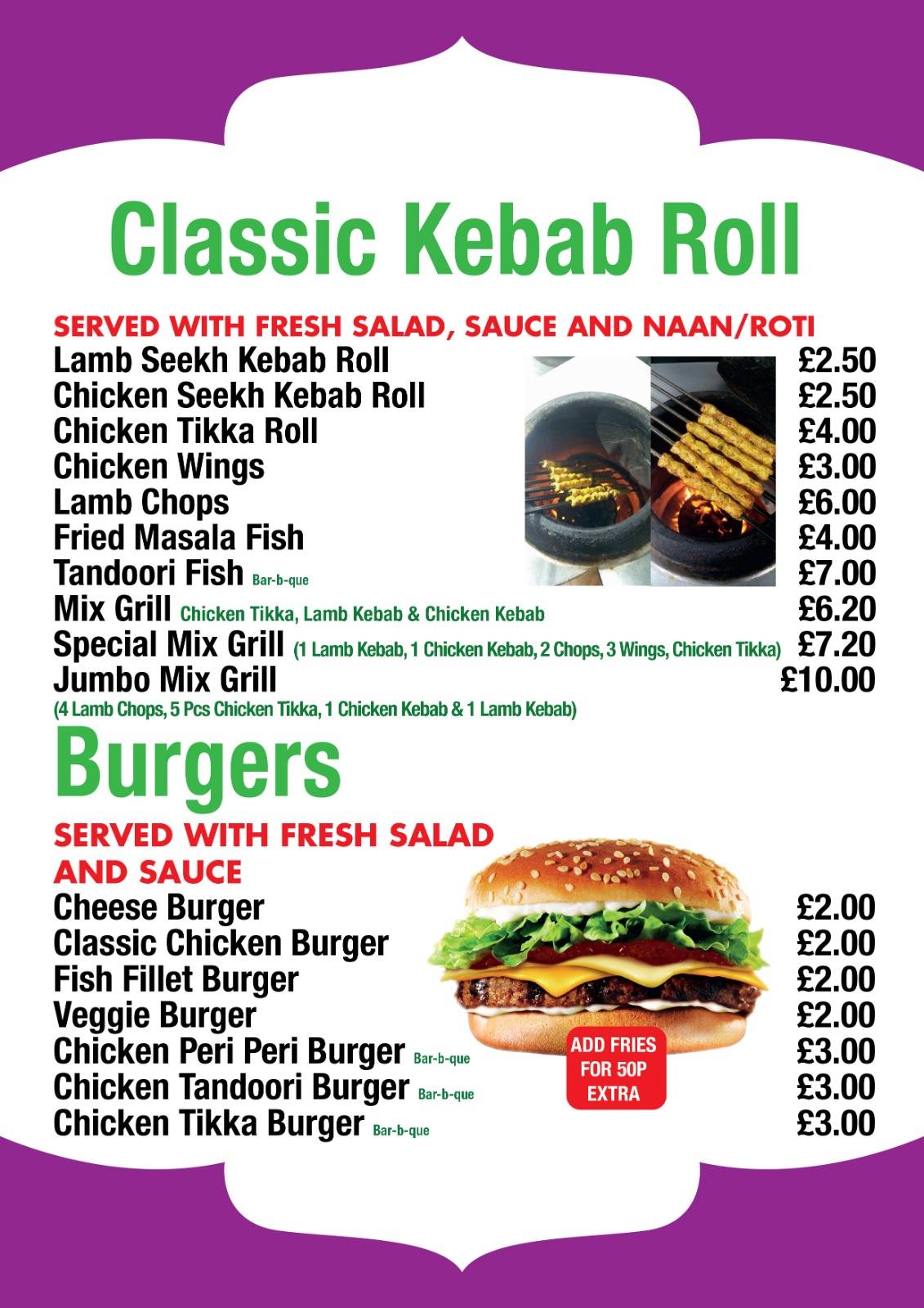 Menu at Sahad Kebab House fast food, Blackburn