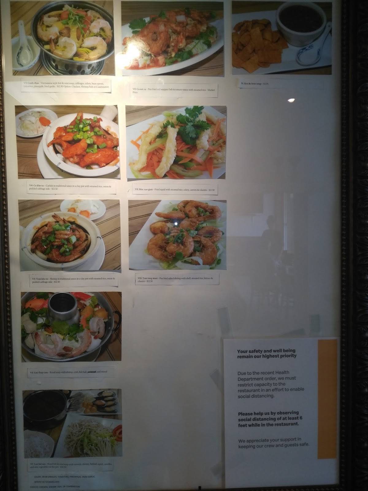 Menu at Saigon Cafe, Lubbock