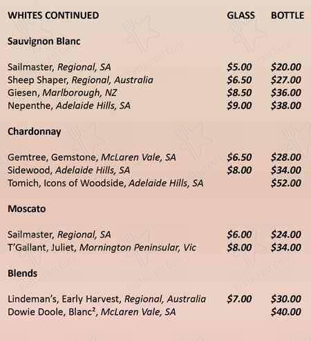 Menu at Sailmaster Tavern pub & bar, North Haven, 16 Arcadia Ct