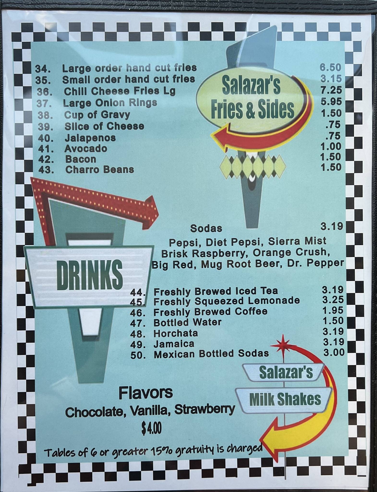Menu at Salazar's Burgers Y Mas restaurant, Weslaco