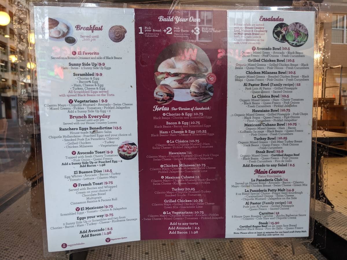 Menu at La Panadería Bakery Café, San Antonio, 301 E Houston St
