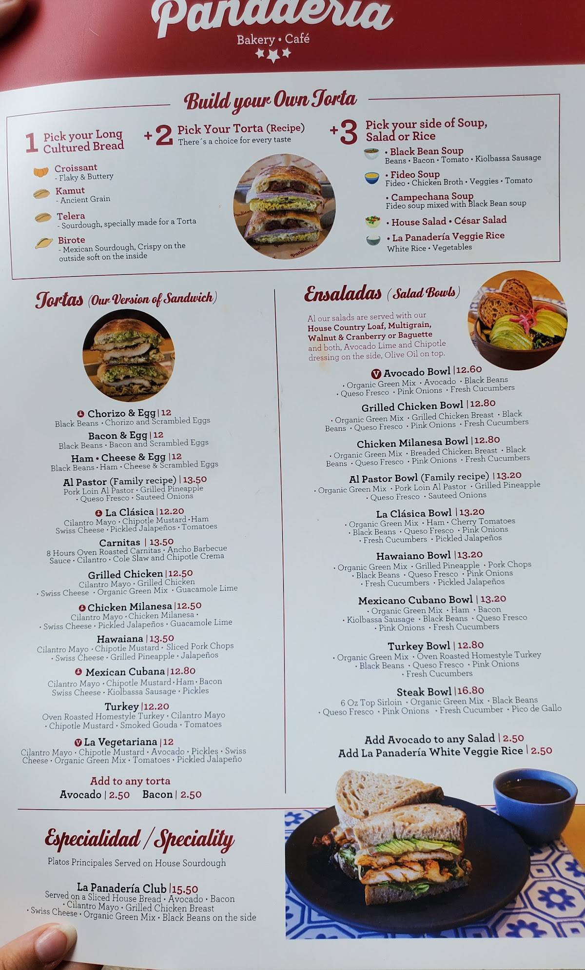 Menu at La Panadería Bakery Café, San Antonio, 301 E Houston St
