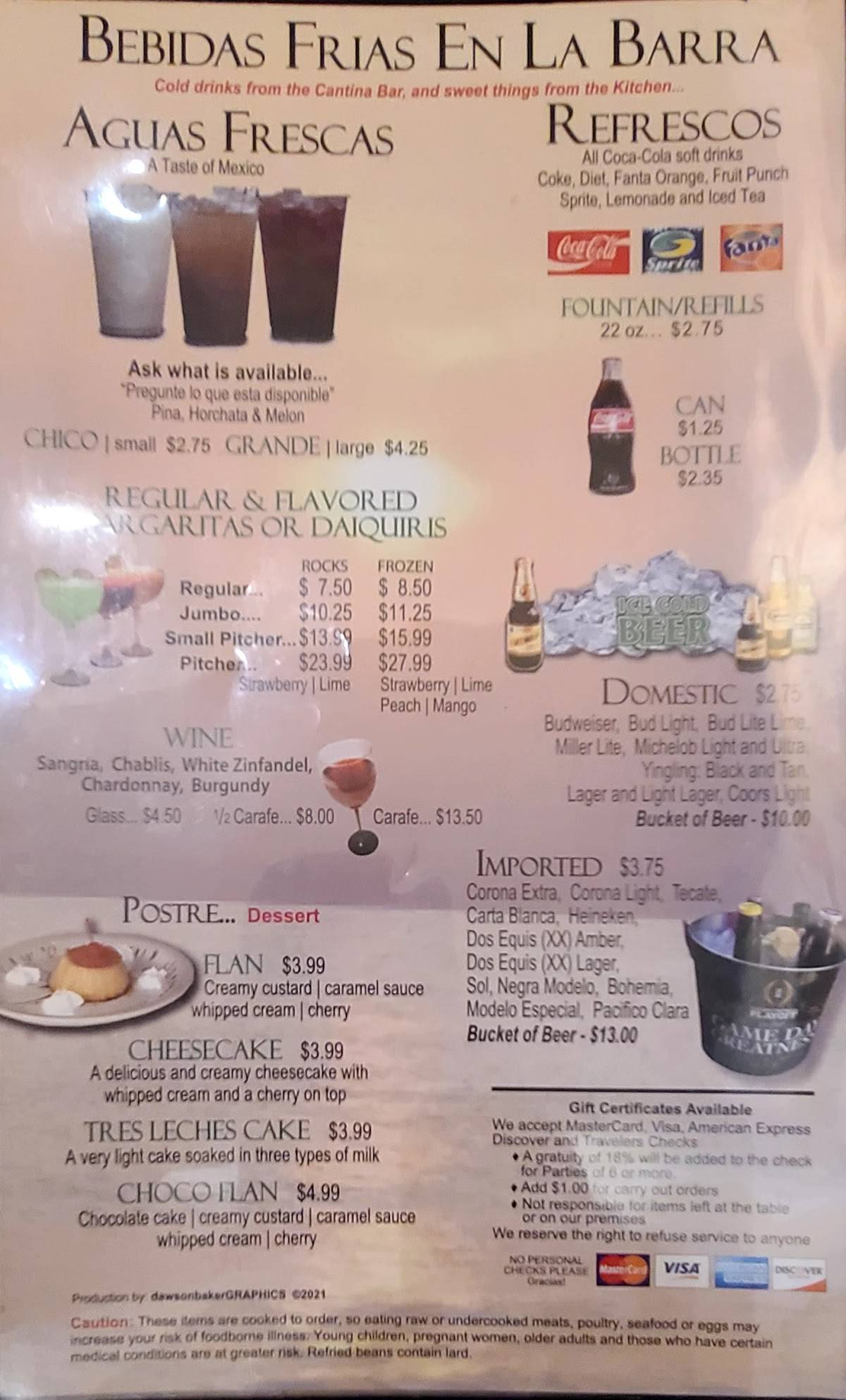 Menu at San Marcos Restaurant, Toledo