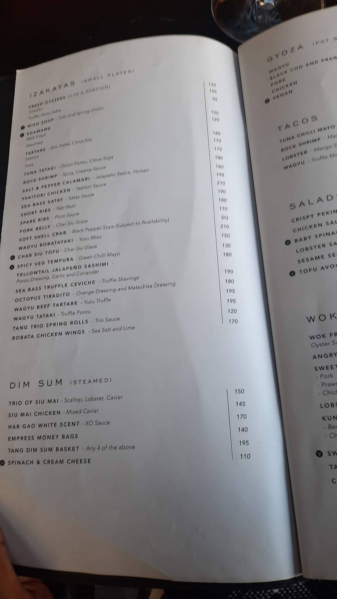 Menu at TANG Asian Luxury Restaurant & Bar, Sandton