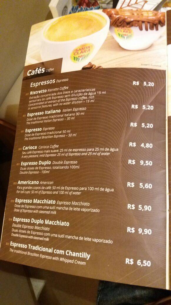 Menu em Café Santa Clara, Fortaleza, Rua Dragão do Mar