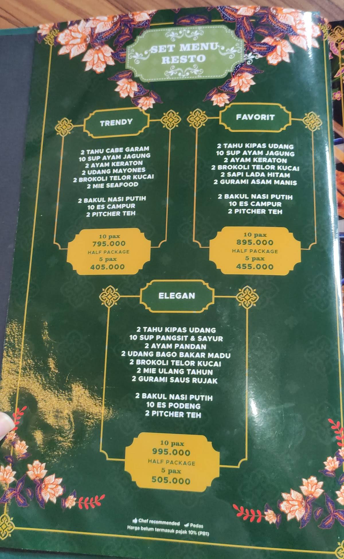Menu at Aroem Restaurant & Ballroom, Semarang