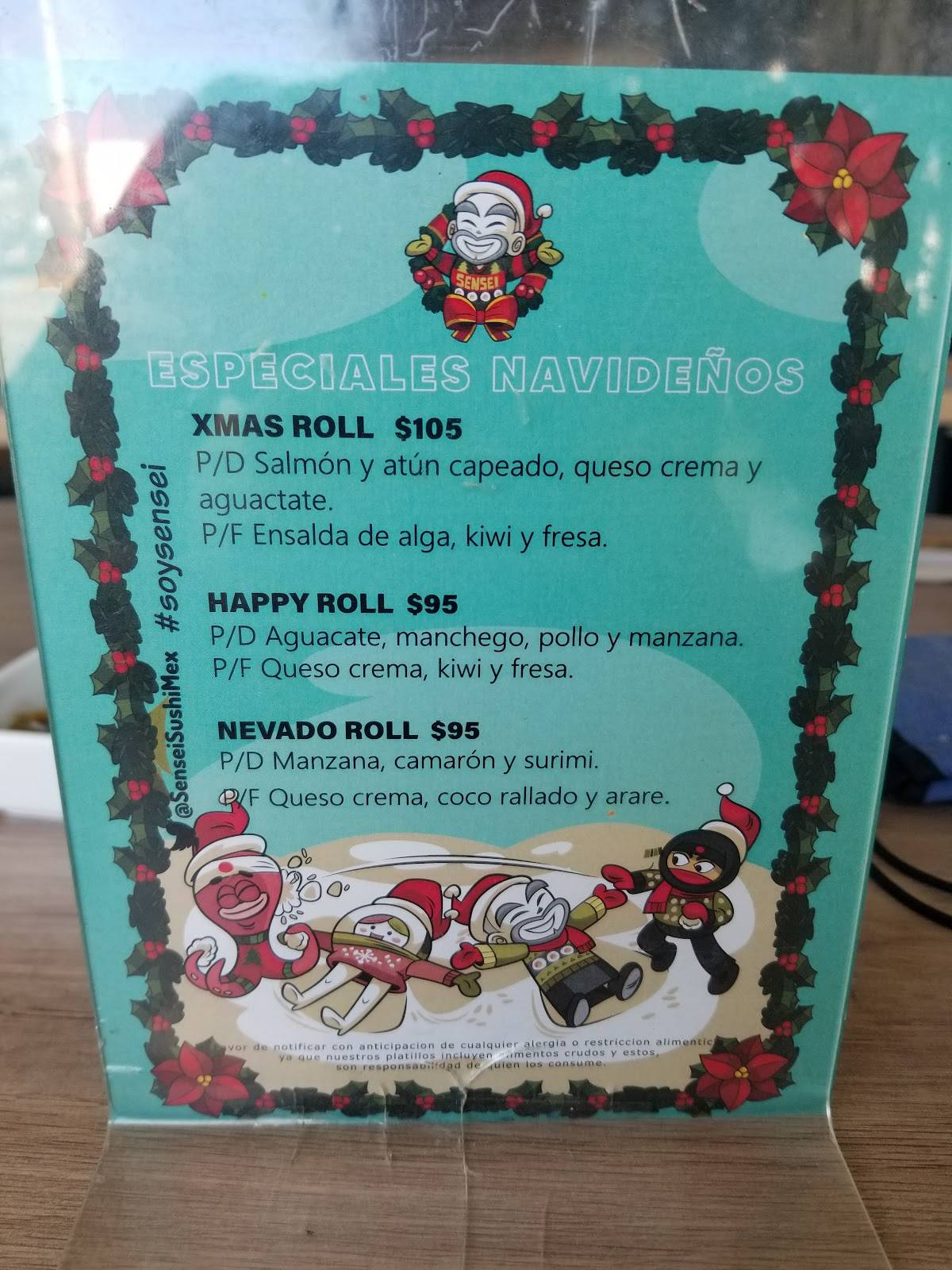 Carta del restaurante Sensei Sushi, Merida, Calle 52 S/N x 61 Local 5 y 6