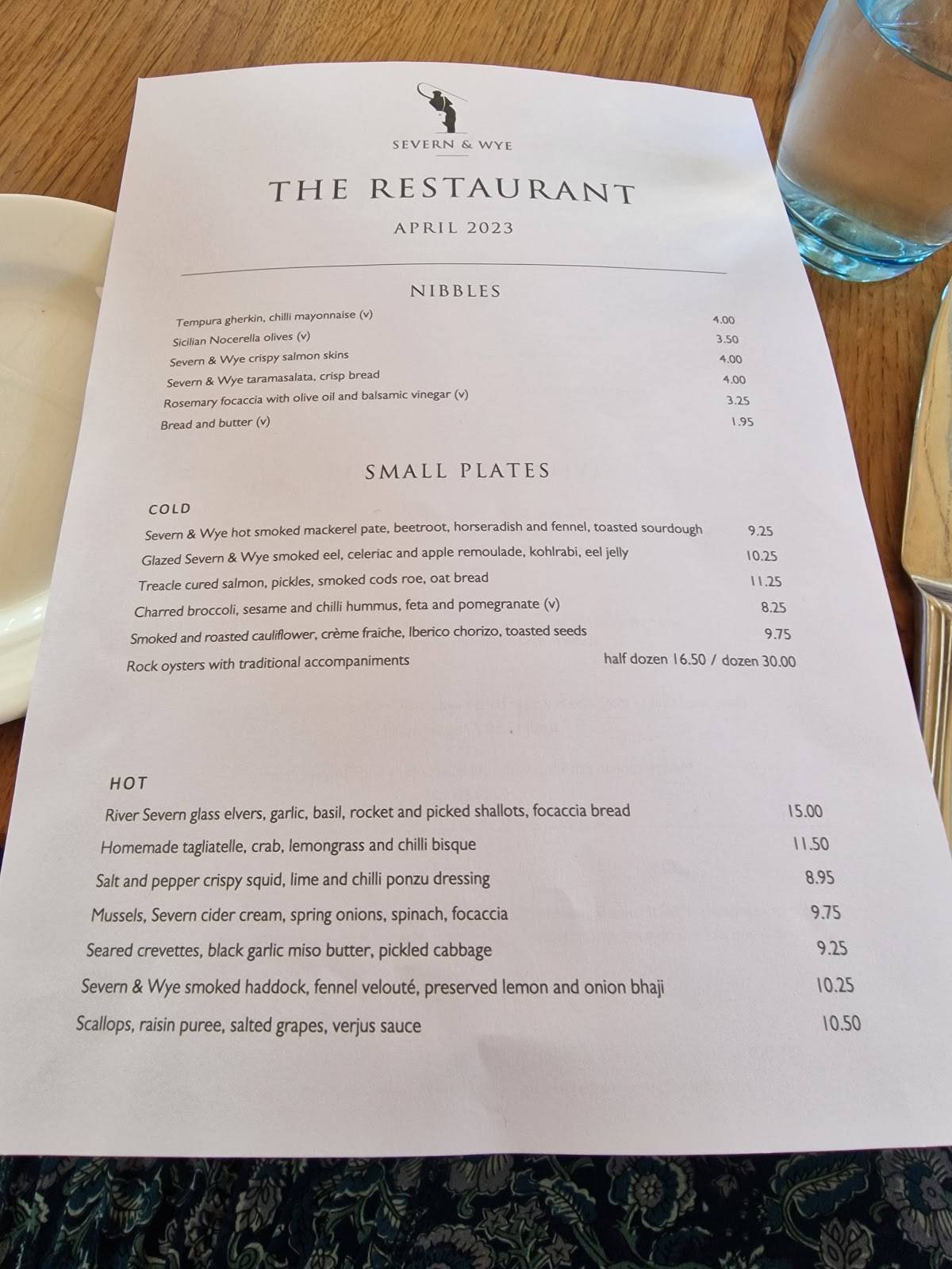 Menu at Severn & Wye Smokery restaurant, Westbury-on-Severn