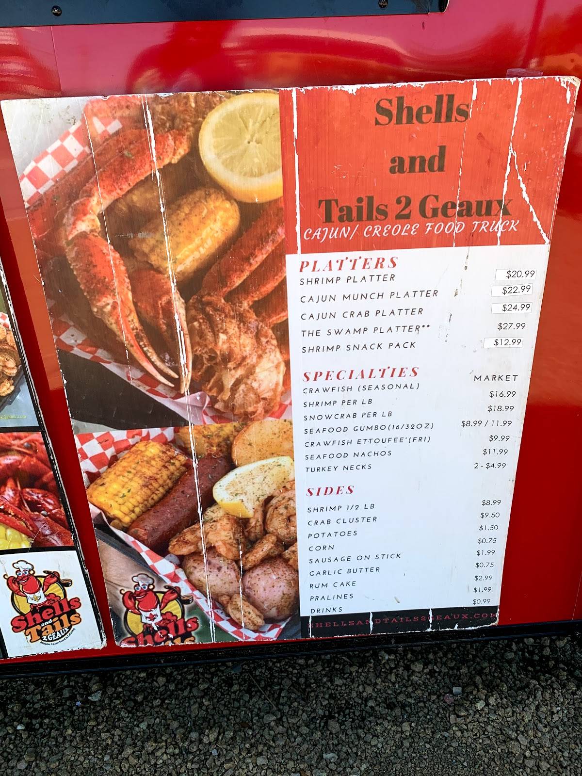 Menu at Shells and Tails 2 Geaux restaurant, DeSoto