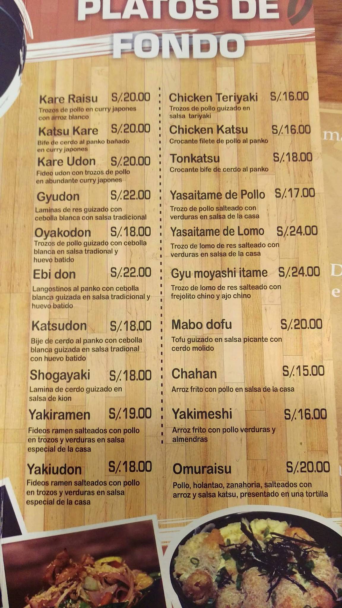 Carta del restaurante Shimaya Ramen, Santiago del Surco, Av. Caminos ...