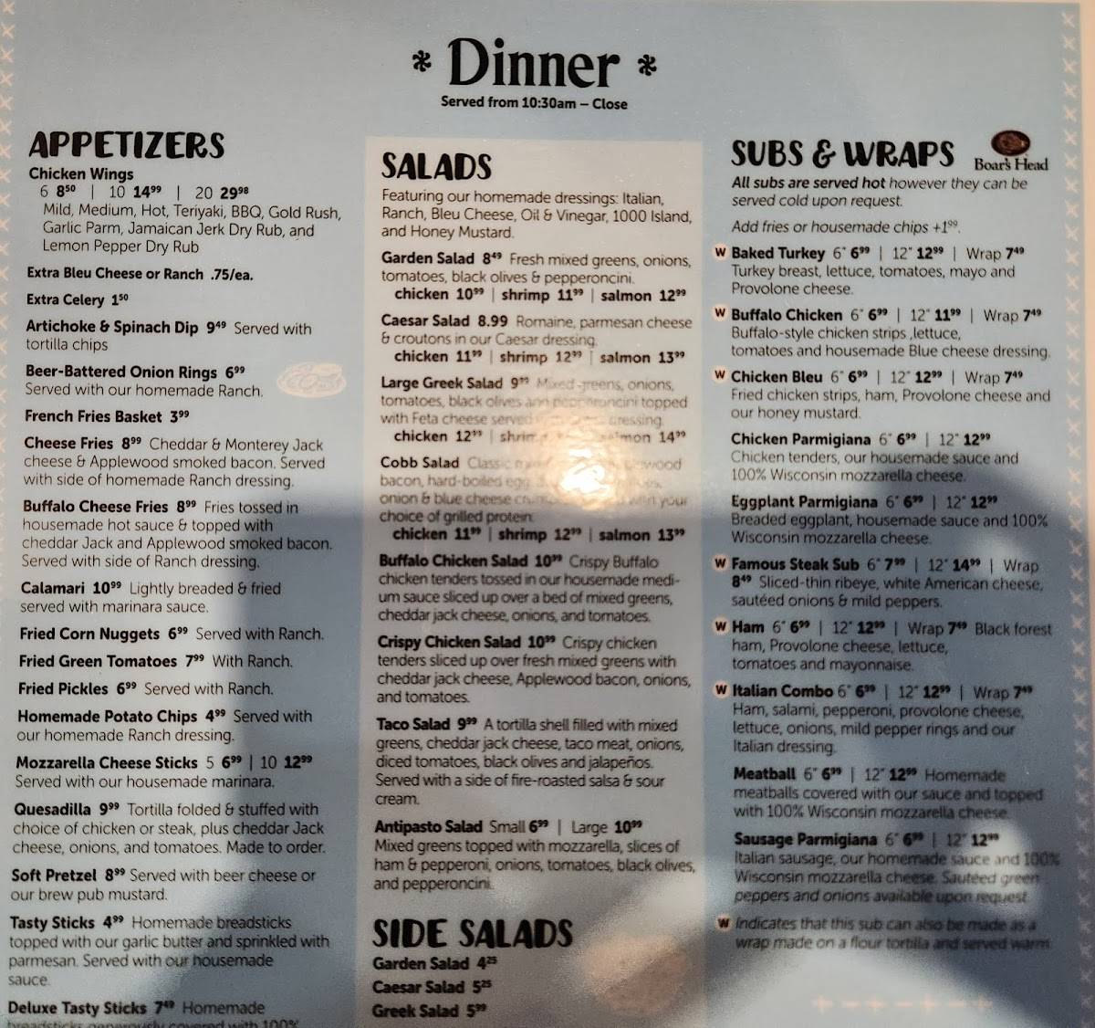 Menu at Sicily's Pizza, Pasta & Subs pizzeria, Blairsville