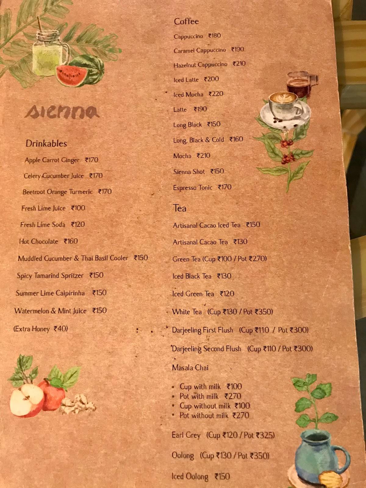 Menu at Sienna Store & Cafe, Kolkata, 49