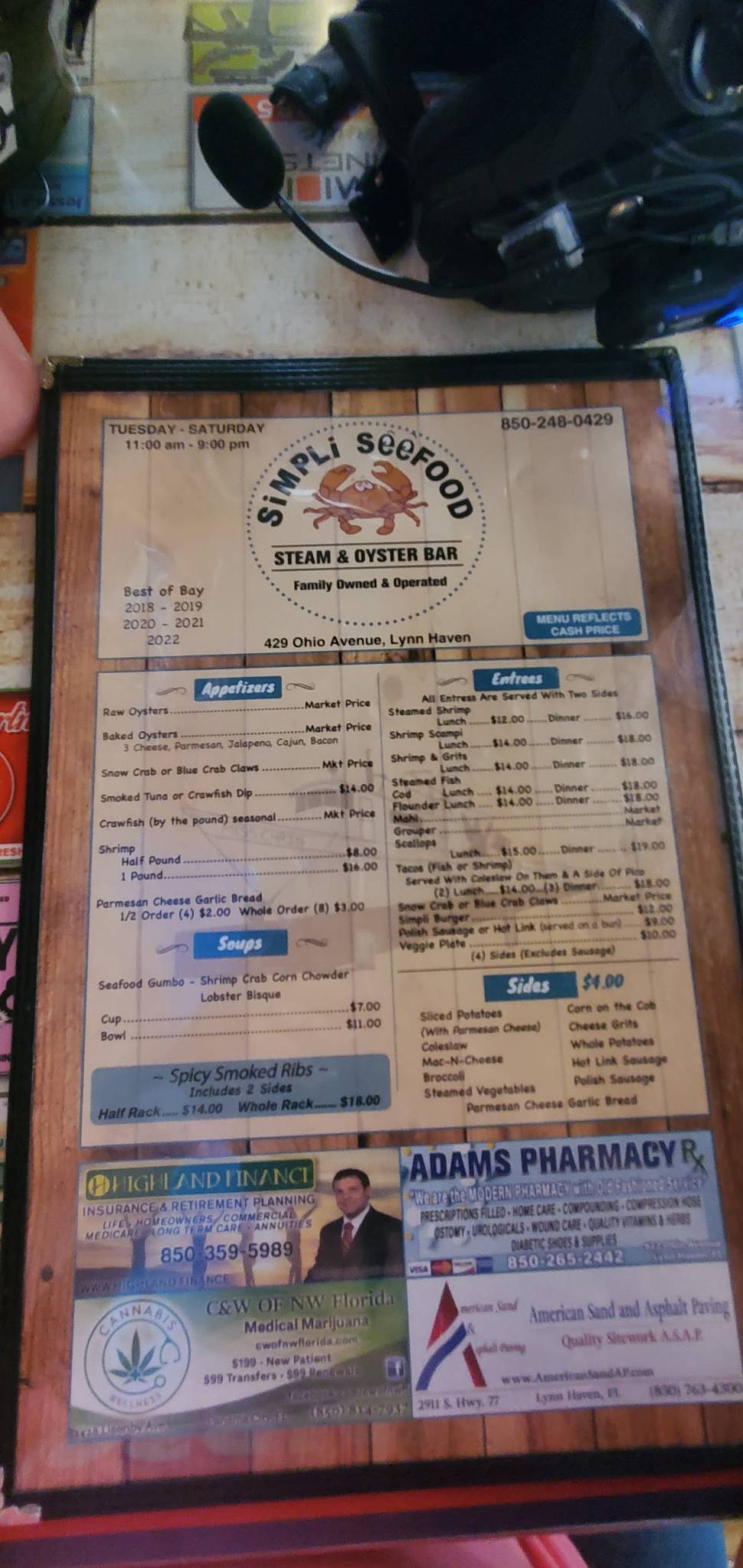 Menu at Simply Seafood Market & Oyster Bar, Lynn Haven
