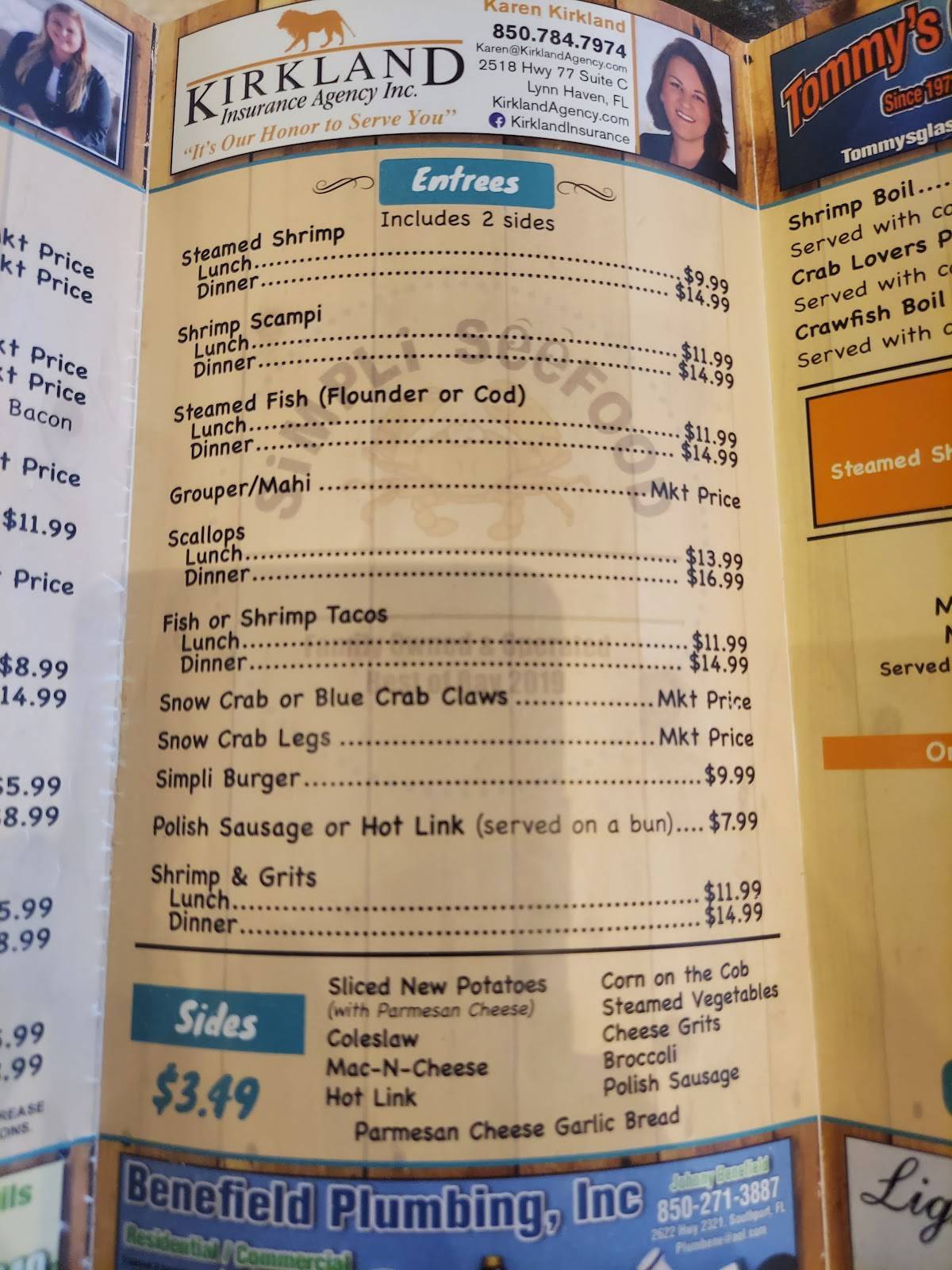 Menu at Simply Seafood Market & Oyster Bar, Lynn Haven