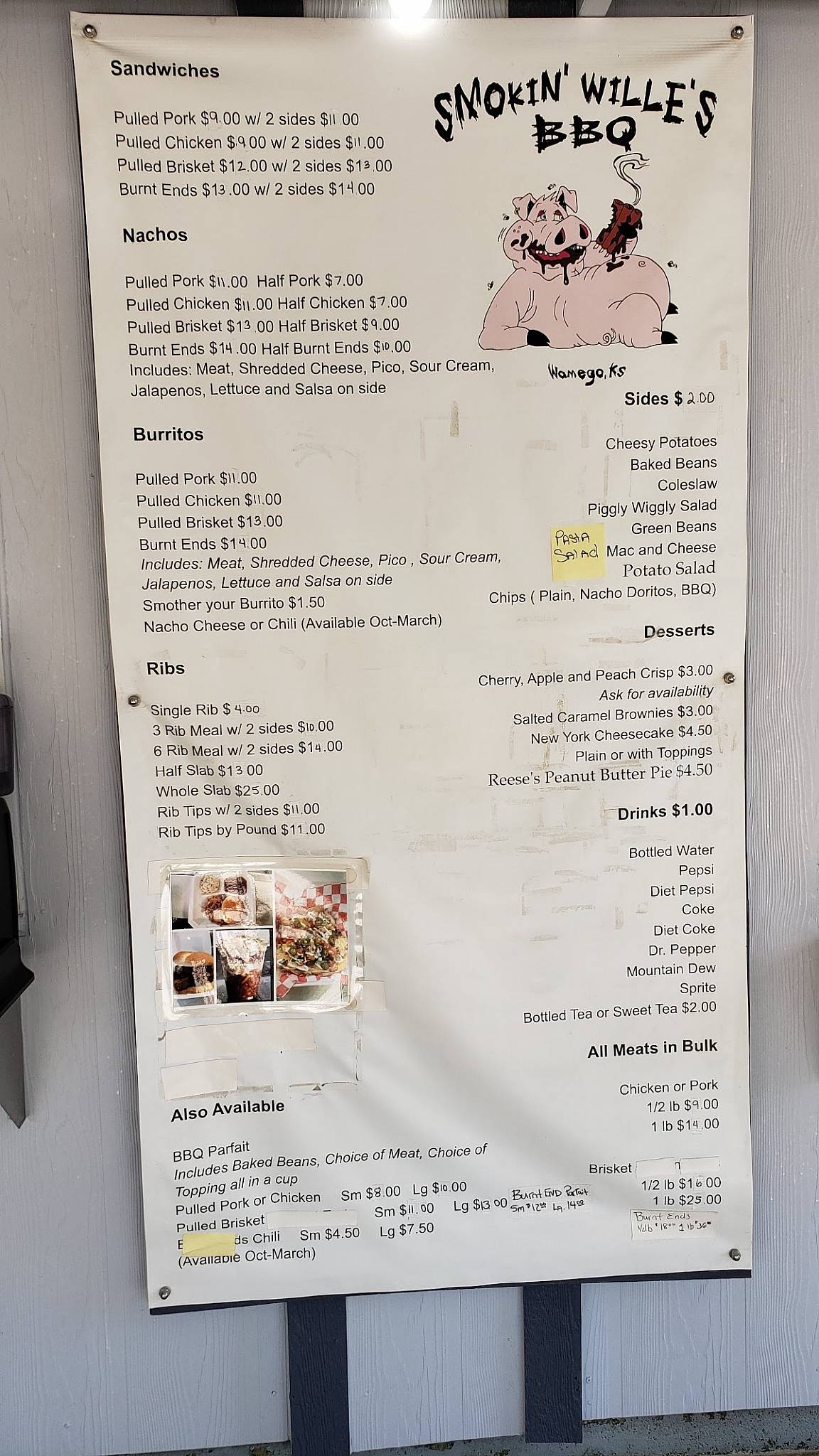 Menu at Smokin Willes BBq, Wamego