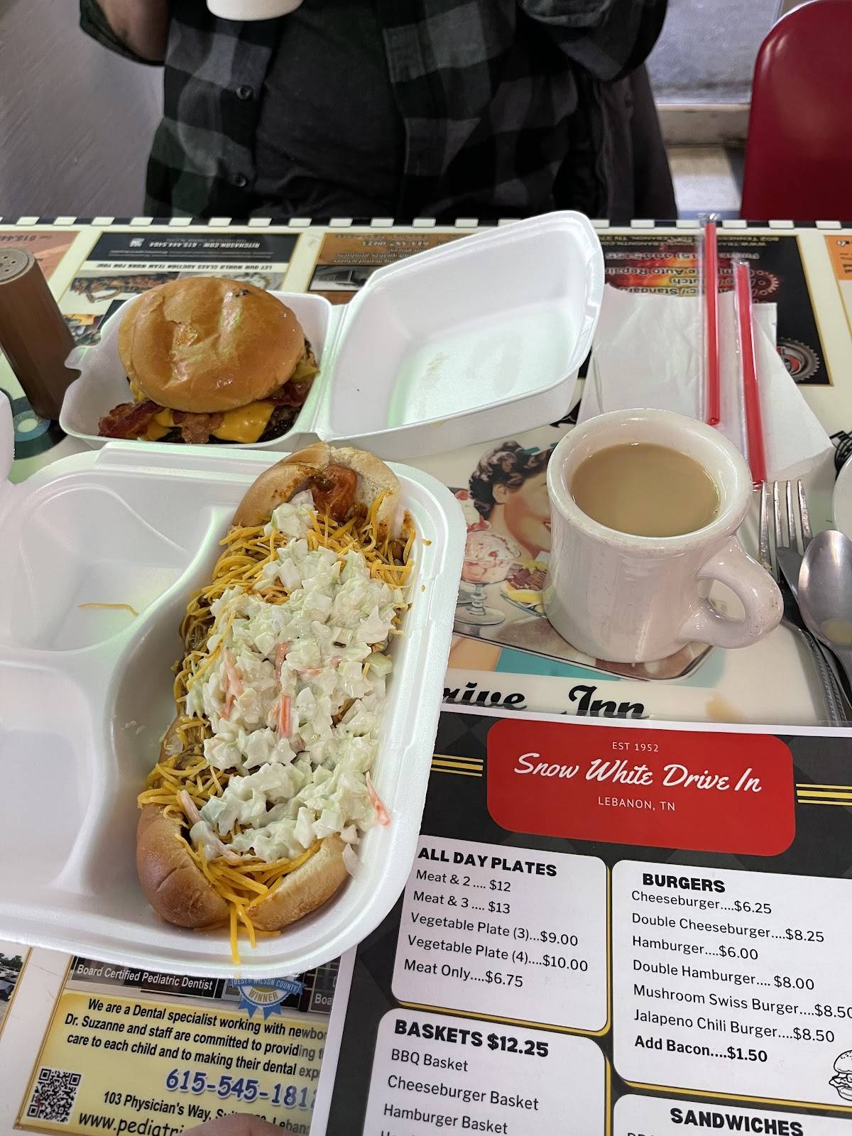 Menu at Snow White Drive in BBQ, Lebanon, W Main St