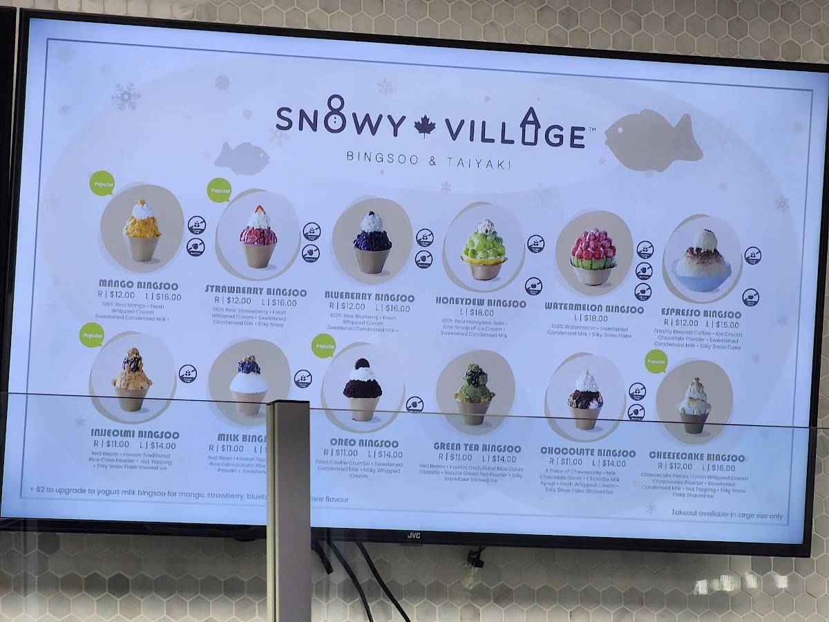 Menu at Snowy Village Dessert Cafe, Calgary
