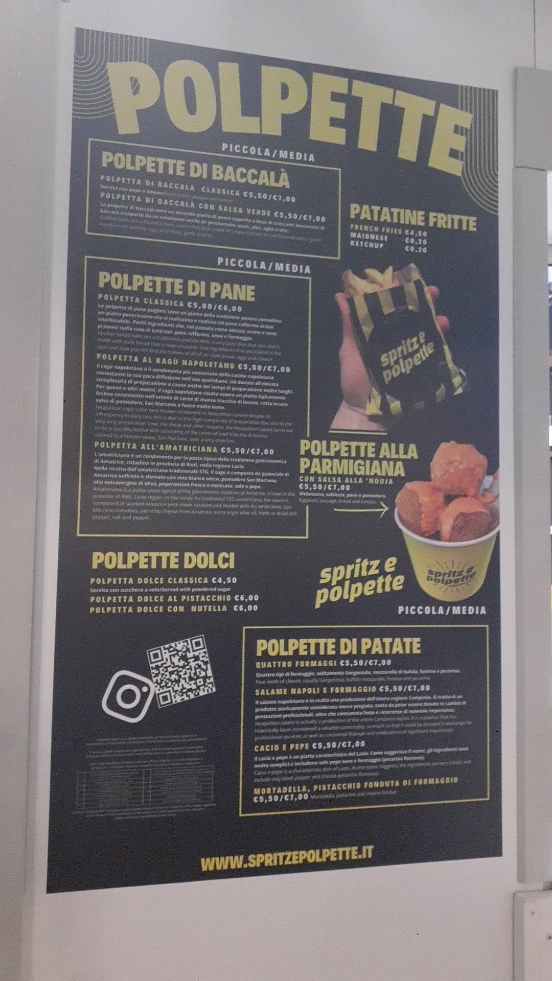 Menu da Spritz e Polpette - Polignano a Mare ristorante, Polignano A Mare