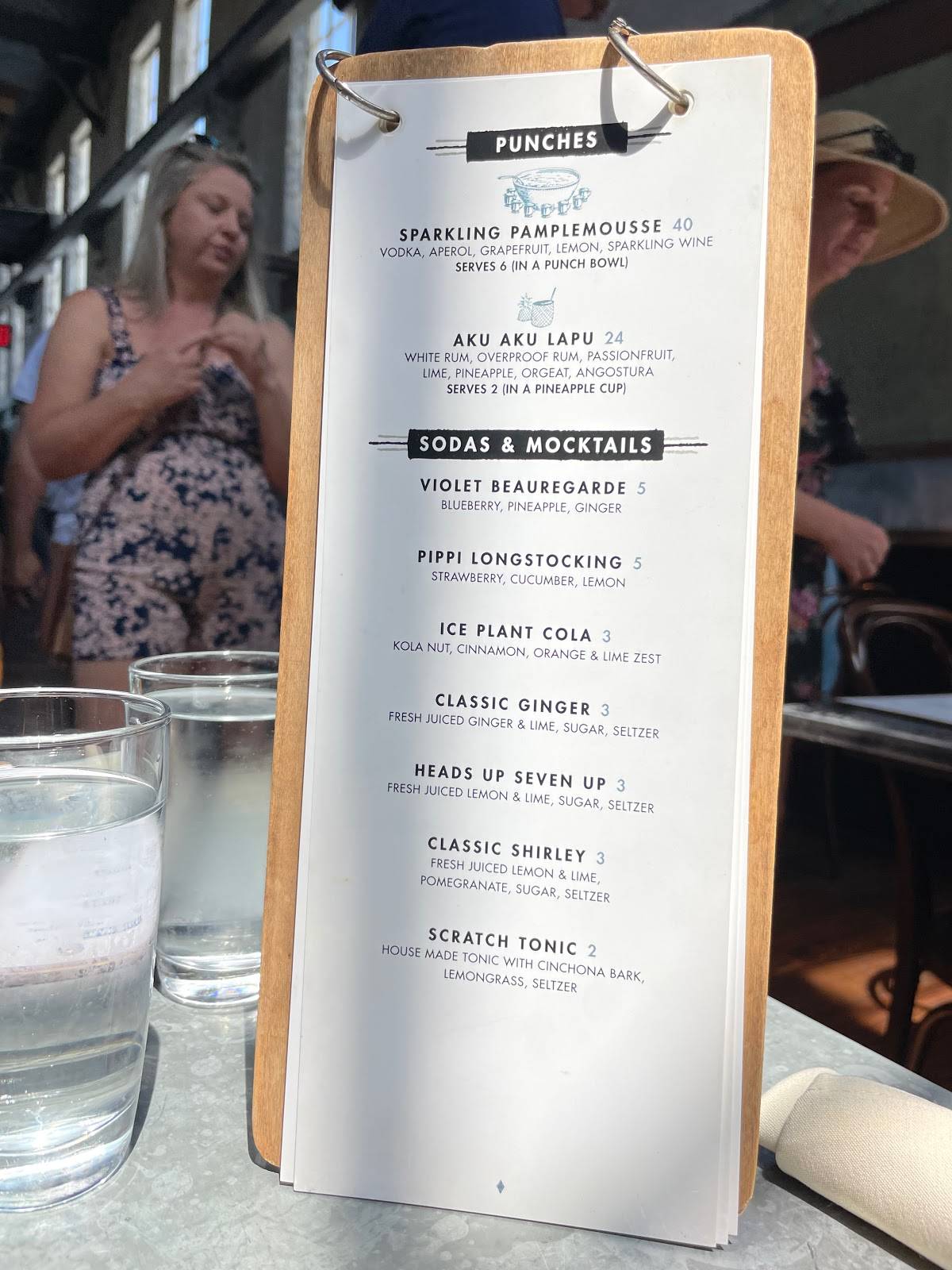 Menu at Ice Plant Bar, St. Augustine