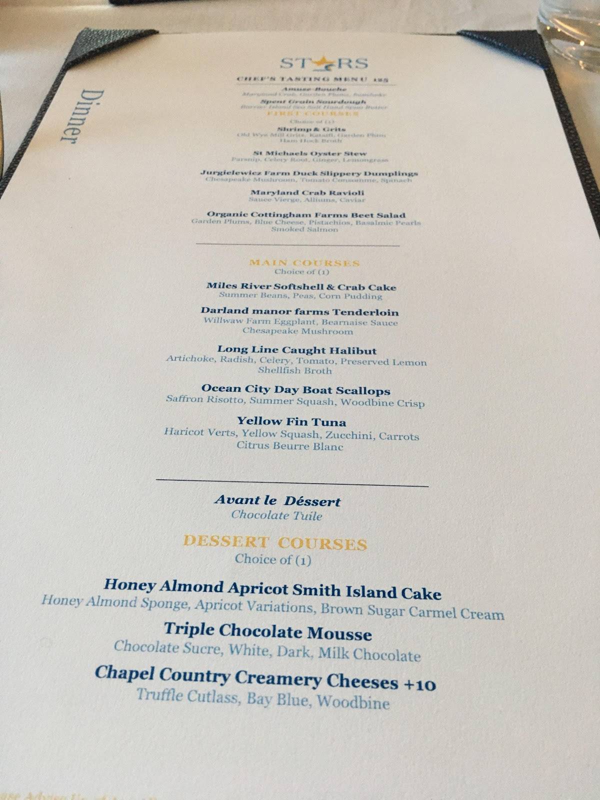 Menu at Stars Restaurant, Saint Michaels