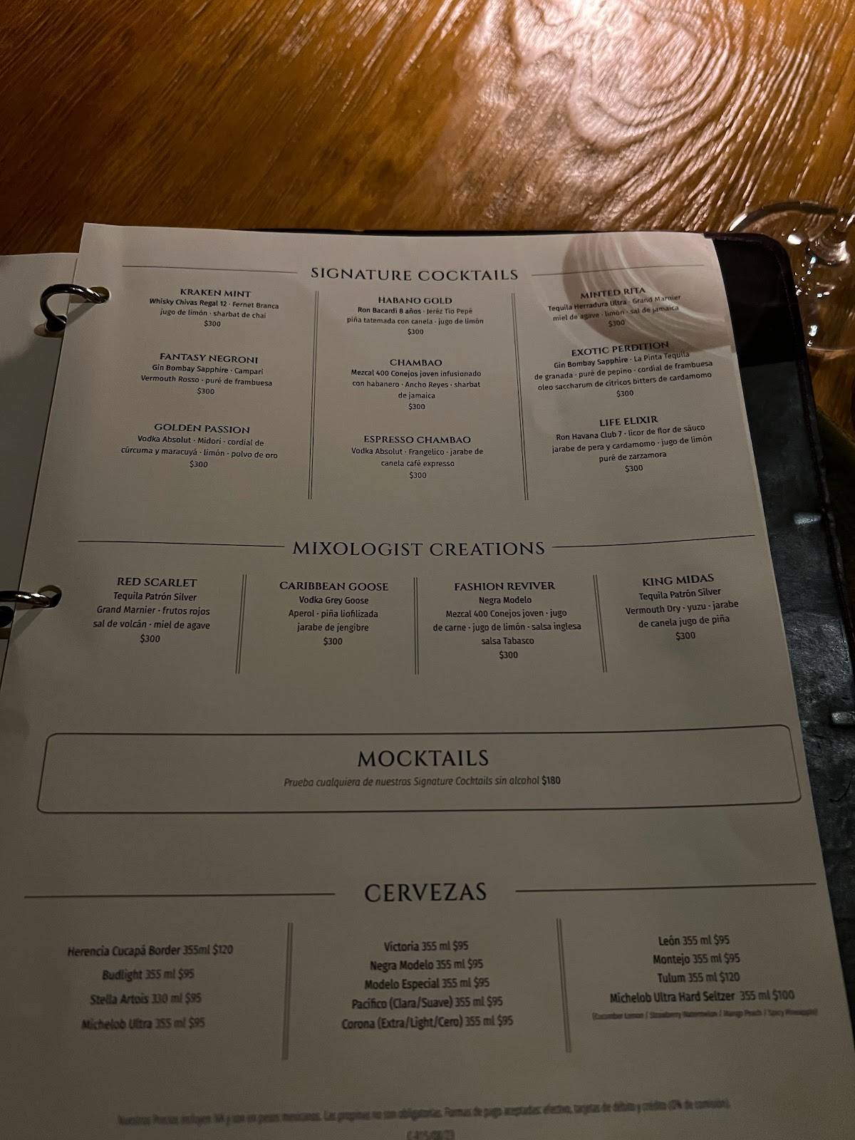 Menu at Chambao Cancun Best Steakhouse in Cancun, Cancún