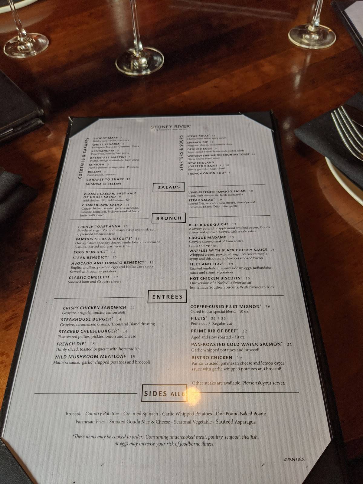 Menu at Stoney River Steakhouse and Grill, Louisville