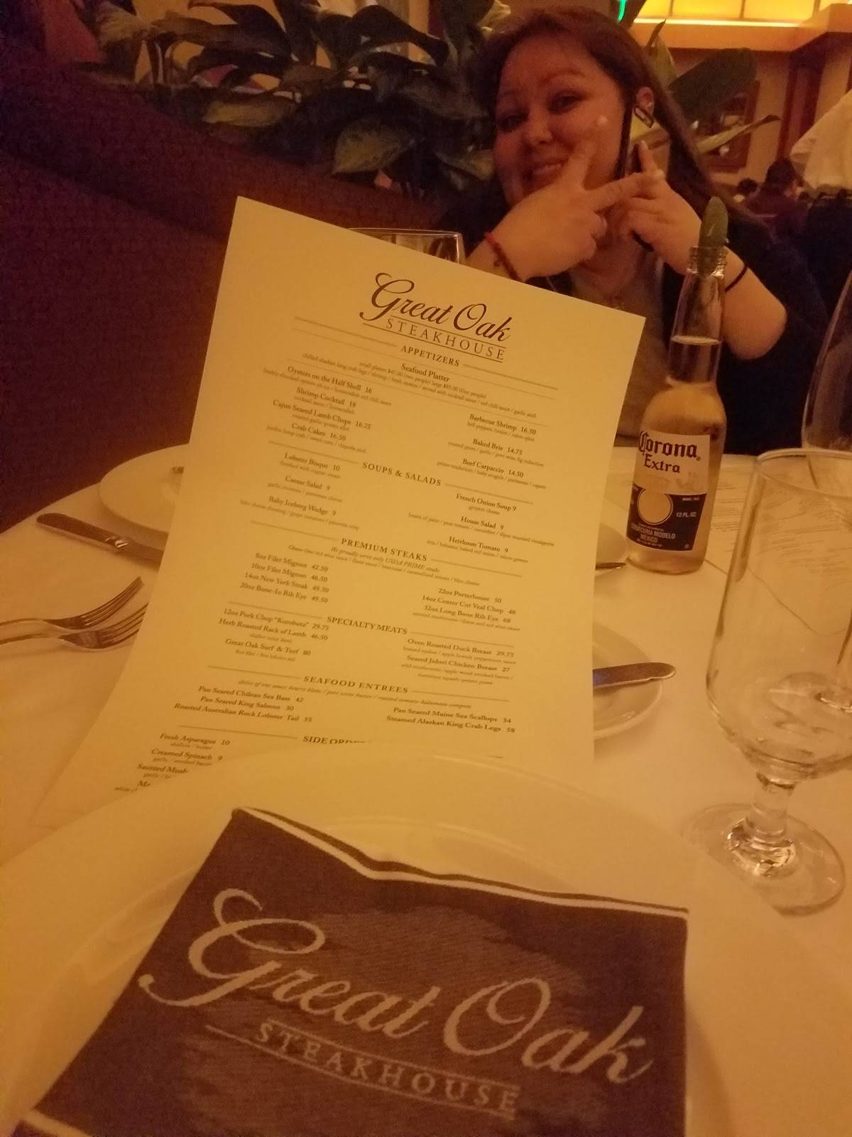 Menu at The Great Oak Steakhouse, Temecula, Pechanga Pkwy
