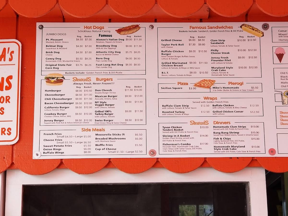 Menu at Stewart's Root Beer restaurant, Point Pleasant Beach