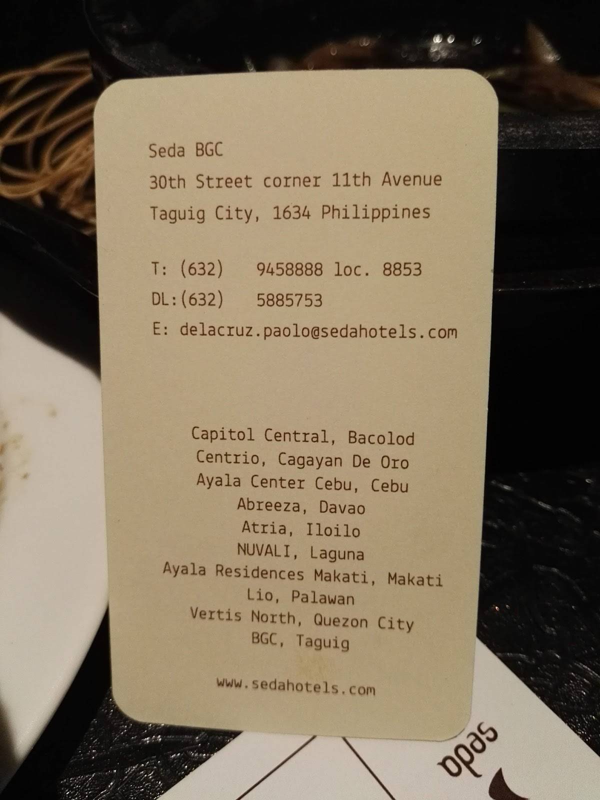 Menu at Straight Up Bar at Seda BGC, Taguig, Seda Hotel Rooftop