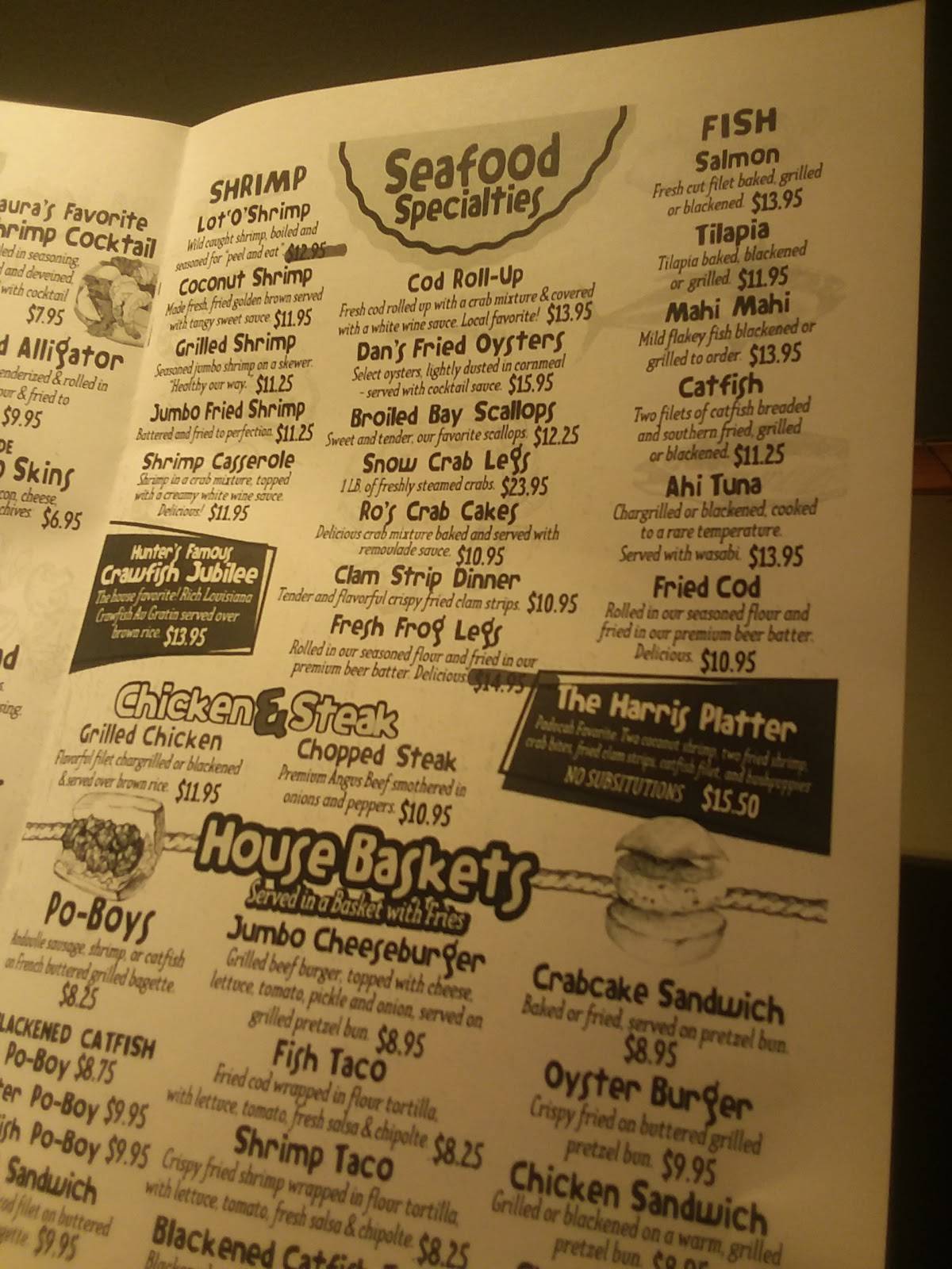 Menu at Strickland's Seafood Restaurant, Paducah