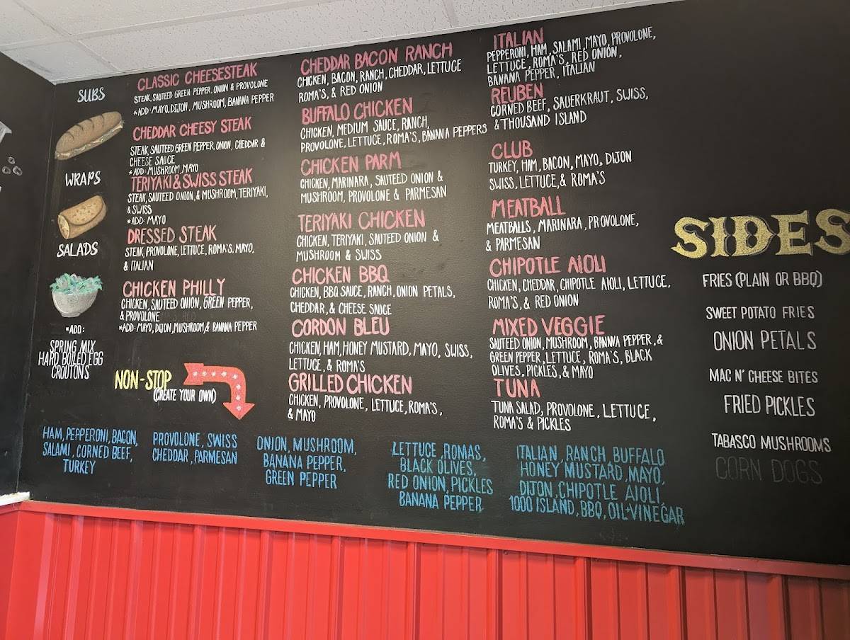 Menu at Sub Stop restaurant, Newton Falls