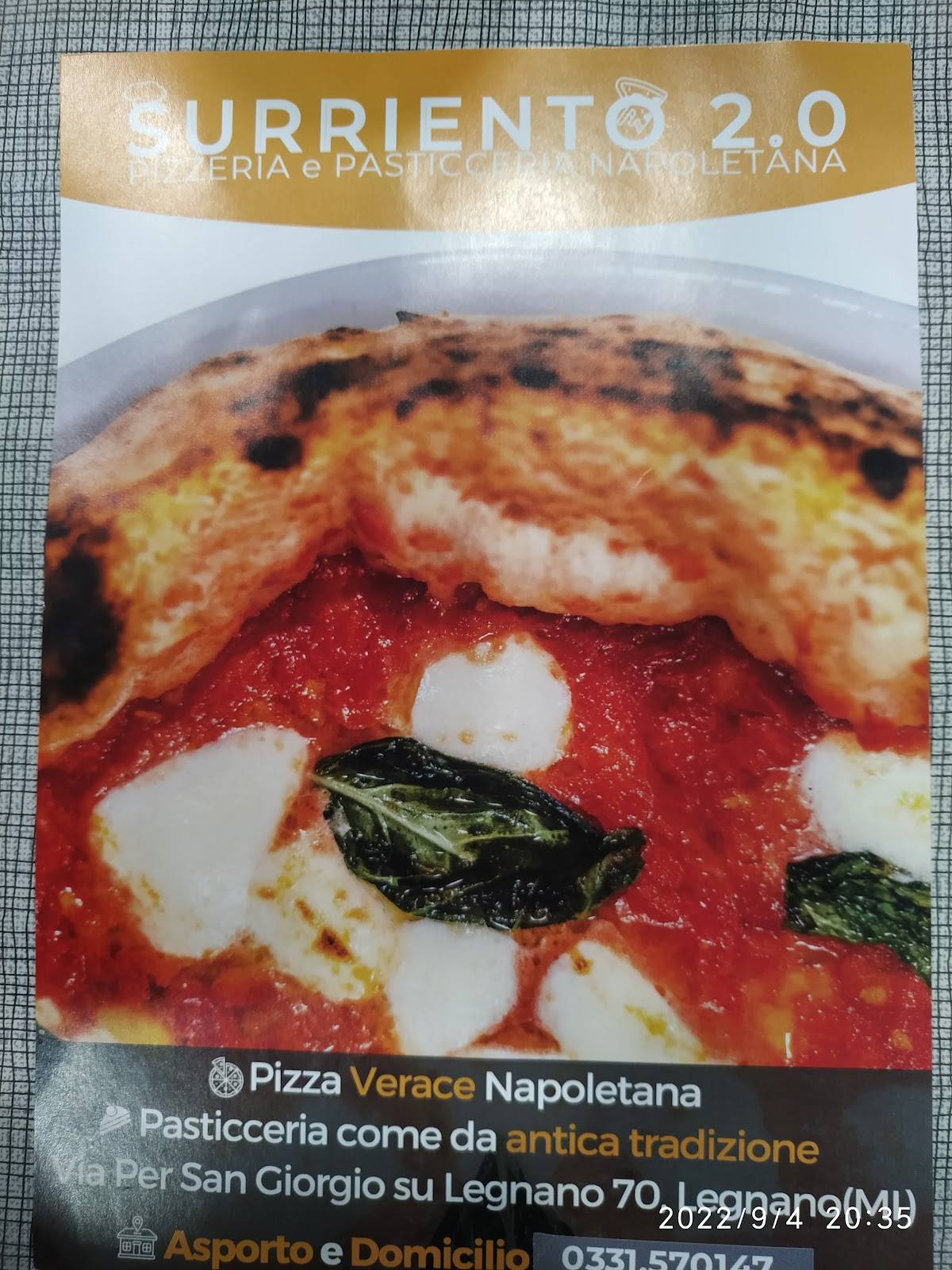 Carta de Surriento 2.0 Pizzeria e Pasticceria, Legnano