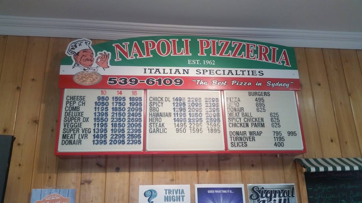 Menu at Napoli Pizzeria, Sydney, 465 Charlotte St